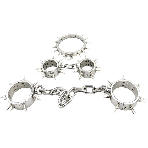 Stainless Steel BDSM Spiked Collar & Cuff Set - THORN GARDEN™